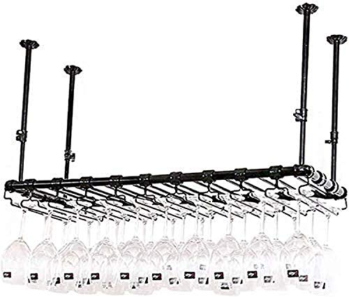 MiroDo Bar Unit Floating Shelves Ceiling Wine Racks, Bottle and Glass Holder, Hanging Stemware Glass Holder, Loft Vintage Wall Shelf Storage Rack Wall-Mounted, Industrial Ho