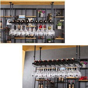 MiroDo Bar Unit Floating Shelves Ceiling Wine Racks, Bottle and Glass Holder, Hanging Stemware Glass Holder, Loft Vintage Wall Shelf Storage Rack Wall-Mounted, Industrial Ho