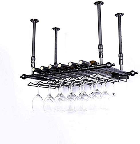 MiroDo Bar Unit Floating Shelves Ceiling Wine Racks Hanging Wine Glass Holder Rustic Wine Holder Wine Rack Hanging Glass Holder Wall Mount Bottle Storage Display Industrial,80 * 30Cm(31.5 * 1