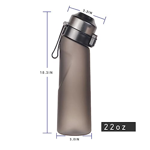 JSAXQYG Fruit Fragrance Water Bottle,22OZ,Dust-Proof and Leak-Proof Flip Scented Kettle,with 7 Flavor Pods 0 Sugar and 0 Calorie Outdoor Sports Water Cups,A good gift for friends (Black)