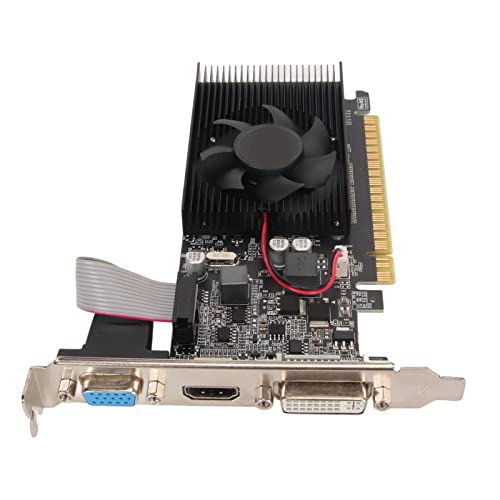 GOWENIC GT 610 1GB Graphics Card, 64Bit DDR3 PCI Express X16 2.0 Gaming Graphics Card with HDMI VGA DVI Port and Silence Cooling Fan for Desktop Computers