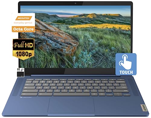 Lenovo 2023 Newest 14" FHD Touchscreen Slim 3 Chromebook Laptop Business Student, 8-Core MediaTek Kompanio 520 Processor, 4GB RAM, 64GB eMMC, WiFi 6,Webcam, 13+ Hours Battery, Chrome OS+MarxsolCables