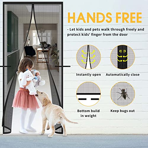 Magnetic Screen Door Fits Doors Up to 38" X 82" and Garage Screen Doors for 2 Car Garage - 16x7 ft