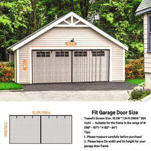 Magnetic Screen Door Fits Doors Up to 38" X 82" and Garage Screen Doors for 2 Car Garage - 16x7 ft