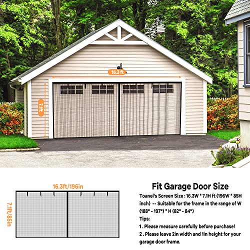 Magnetic Screen Door Fits Doors Up to 38" X 82" and Garage Screen Doors for 2 Car Garage - 16x7 ft