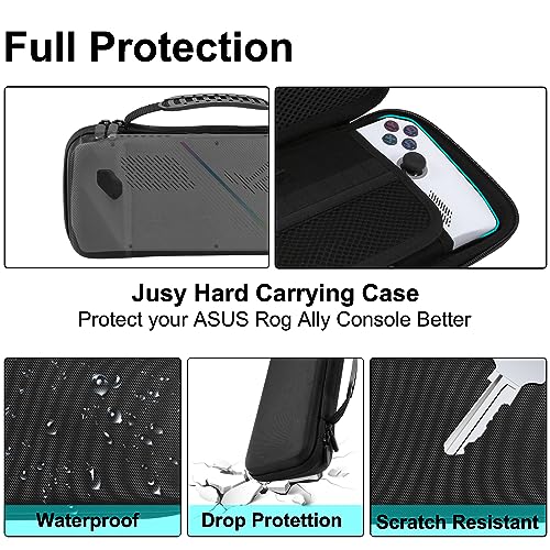 Jusy Compatible with ASUS ROG Ally Handheld Case, Shockproof Scratchproof Waterproof Protective Hard Carrying Storage Bag For ROG Ally 7" (Black)