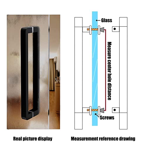 SUCHETA Barn Black Modern Door Handle,Stainless Steel Gate Handle for Front Glass Door and Sliding Shower Door,Back to Back Installation,9 Sizes (Size: 30cm x 32.5cm)