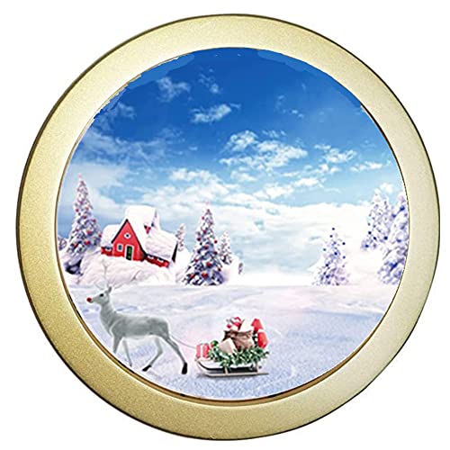 alblinsy Round Photo Frame Wooden Wall Hanging Picture Frames for Home Office Wall Decor (Gold, 12 inch)