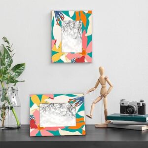 Yzrwebo Tropical Flowers 5x7 Picture Frame Colourful Flower Wood Photo Frames High Transparent Horizontal and Vertical Tabletop Display or Wall Mounting for Family Home Gallery Office