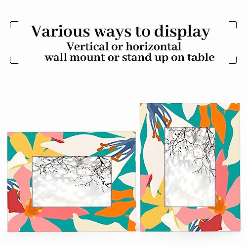 Yzrwebo Tropical Flowers 5x7 Picture Frame Colourful Flower Wood Photo Frames High Transparent Horizontal and Vertical Tabletop Display or Wall Mounting for Family Home Gallery Office