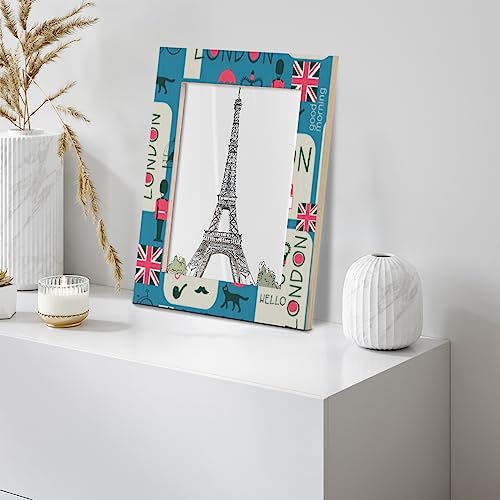 Yzrwebo Uk London Phone Booth 5x7 Picture Frame London Wood Photo Frames High Transparent Horizontal and Vertical Tabletop Display or Wall Mounting for Family Home Gallery Office