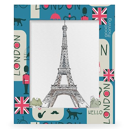 Yzrwebo Uk London Phone Booth 5x7 Picture Frame London Wood Photo Frames High Transparent Horizontal and Vertical Tabletop Display or Wall Mounting for Family Home Gallery Office