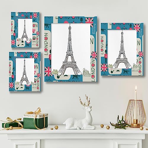 Yzrwebo Uk London Phone Booth 5x7 Picture Frame London Wood Photo Frames High Transparent Horizontal and Vertical Tabletop Display or Wall Mounting for Family Home Gallery Office