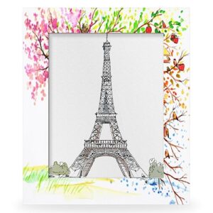 Yzrwebo Watercolors Deer 5x7 Picture Frame Fours Seasons Tree Wood Photo Frames High Transparent Horizontal and Vertical Tabletop Display or Wall Mounting for Family Home Gallery Office