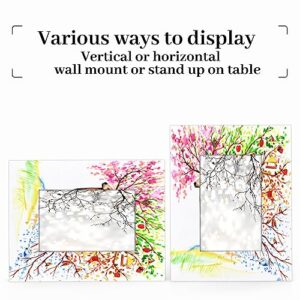 Yzrwebo Watercolors Deer 5x7 Picture Frame Fours Seasons Tree Wood Photo Frames High Transparent Horizontal and Vertical Tabletop Display or Wall Mounting for Family Home Gallery Office