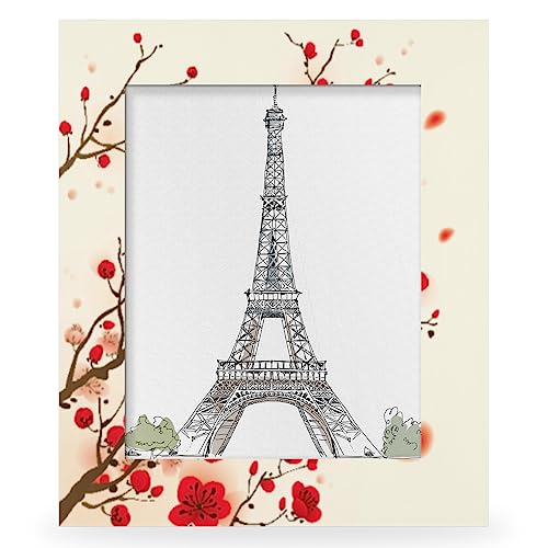 Yzrwebo Japanese Cherry Blossoms 5x7 Picture Frame Red Flower Wood Photo Frames High Transparent Horizontal and Vertical Tabletop Display or Wall Mounting for Family Home Gallery Office