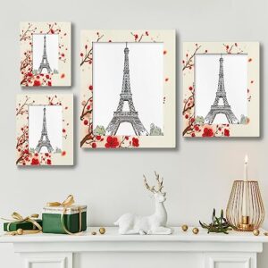 Yzrwebo Japanese Cherry Blossoms 5x7 Picture Frame Red Flower Wood Photo Frames High Transparent Horizontal and Vertical Tabletop Display or Wall Mounting for Family Home Gallery Office