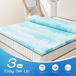 Mattress Topper Twin - 2 Inch Memory Foam Cooling Gel Swirl Infused Bed Topper for Back Pain, CertiPUR-US Certified