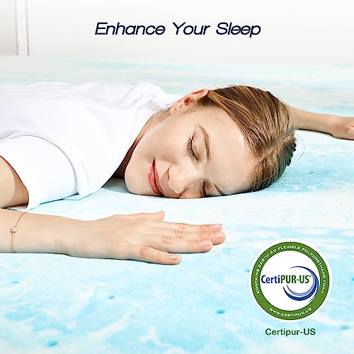 Mattress Topper Twin - 2 Inch Memory Foam Cooling Gel Swirl Infused Bed Topper for Back Pain, CertiPUR-US Certified