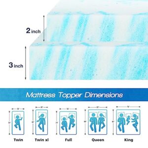 Mattress Topper Twin - 2 Inch Memory Foam Cooling Gel Swirl Infused Bed Topper for Back Pain, CertiPUR-US Certified