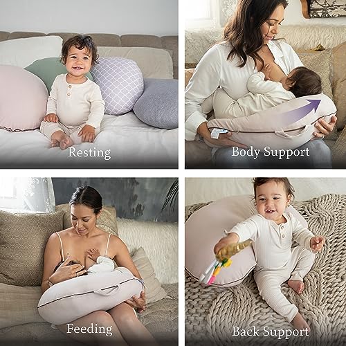 Pharmedoc Nursing Pillow for Breastfeeding – Breast Feeding Pillows for Mom - Bottle Feeding - Support for Mom and Baby - Pregnancy Maternity Pillows, Baby Shower Must Haves - Mocha