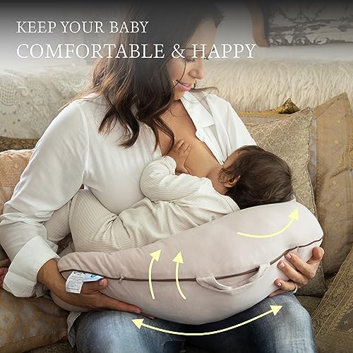 Pharmedoc Nursing Pillow for Breastfeeding – Breast Feeding Pillows for Mom - Bottle Feeding - Support for Mom and Baby - Pregnancy Maternity Pillows, Baby Shower Must Haves - Mocha