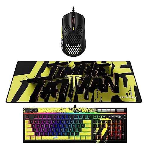 HyperX Alloy Elite 2 Mechanical Gaming Keyboard with Pulsefire Haste Mouse and Mouse Pad - TimTheTatMan Edition - for PC, PS5, and Xbox, Dual Chamber Drivers, RGB Backlit, Linear Red Switch