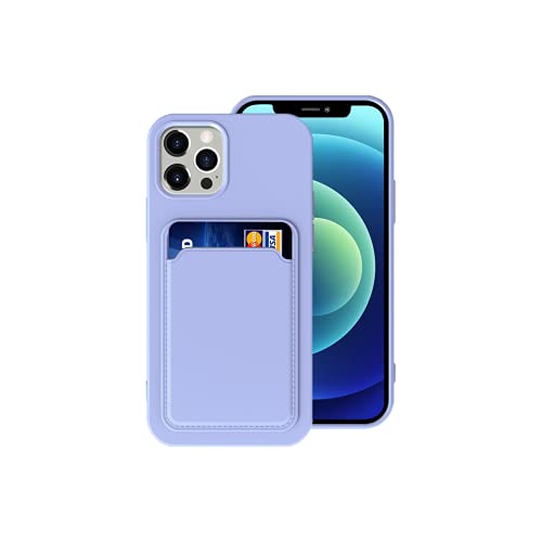 Homstect Silicone Card Case Compatible with iPhone 12/iPhone 12 Pro 6.1inch, Shock-Absorbing Protective Case with Card Holder, Slim Wallet Case Compatible with iPhone 12/12 Pro (2020 Release)-Pureple