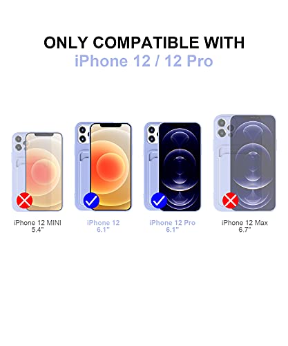 Homstect Silicone Card Case Compatible with iPhone 12/iPhone 12 Pro 6.1inch, Shock-Absorbing Protective Case with Card Holder, Slim Wallet Case Compatible with iPhone 12/12 Pro (2020 Release)-Pureple