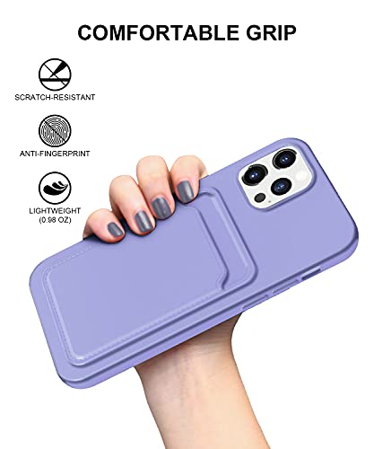 Homstect Silicone Card Case Compatible with iPhone 12/iPhone 12 Pro 6.1inch, Shock-Absorbing Protective Case with Card Holder, Slim Wallet Case Compatible with iPhone 12/12 Pro (2020 Release)-Pureple