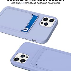 Homstect Silicone Card Case Compatible with iPhone 12/iPhone 12 Pro 6.1inch, Shock-Absorbing Protective Case with Card Holder, Slim Wallet Case Compatible with iPhone 12/12 Pro (2020 Release)-Pureple