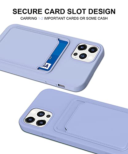 Homstect Silicone Card Case Compatible with iPhone 12/iPhone 12 Pro 6.1inch, Shock-Absorbing Protective Case with Card Holder, Slim Wallet Case Compatible with iPhone 12/12 Pro (2020 Release)-Pureple