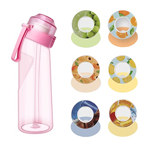 Dacnod Water Bottle with Flavor Pods,Fruit Fragrance Water Bottle,Scent Water Cup,Sports Water Cup Suitable for Outdoor Sports(B.Pink(21.9 Oz/650ml)+6Pods)