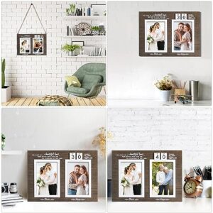 Yakucho Then & Now Anniversary Picture Frame, 1-99 Years Wedding Gift - Anniversary Wood Photo Frame, Engagement Bridal Shower Gifts with Sentimental Quote - Holds 2 4x6 Inches Photos (Then & Now)