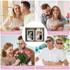 Yakucho Then & Now Anniversary Picture Frame, 1-99 Years Wedding Gift - Anniversary Wood Photo Frame, Engagement Bridal Shower Gifts with Sentimental Quote - Holds 2 4x6 Inches Photos (Then & Now)