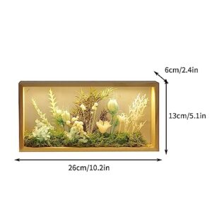 Luminous Picture Frames Diy Dry Flower Picture Frame Forest World Photo Frame Wood Frame Preserved Flowers Farmhouse Picture Frames Poster Frame Double Sided Display Box Room Decor Birthday Gifts (B)