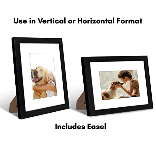 Americanflat 12x16 Picture Frame in Black - Displays 8x12 with Mat or 12x16 Without Mat - Engineered Wood & 8x10 Picture Frame in Black - Displays 5x7 with Mat and 8x10 Without Mat - Engineered Wood