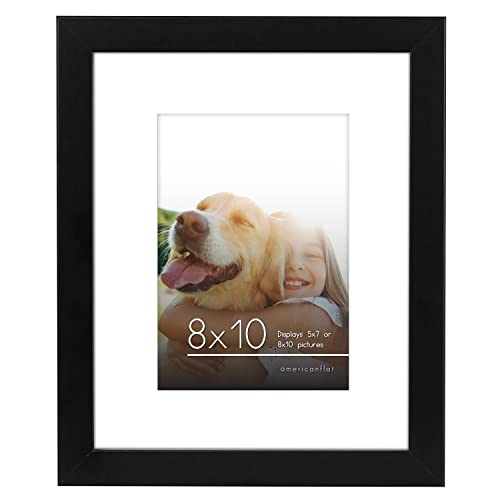 Americanflat 12x16 Picture Frame in Black - Displays 8x12 with Mat or 12x16 Without Mat - Engineered Wood & 8x10 Picture Frame in Black - Displays 5x7 with Mat and 8x10 Without Mat - Engineered Wood