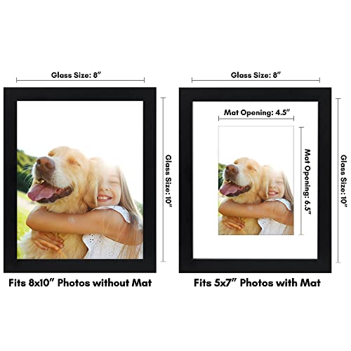 Americanflat 12x16 Picture Frame in Black - Displays 8x12 with Mat or 12x16 Without Mat - Engineered Wood & 8x10 Picture Frame in Black - Displays 5x7 with Mat and 8x10 Without Mat - Engineered Wood