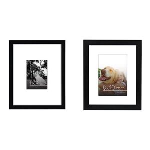 Americanflat 11x14 Picture Frame in Black - Use as 5x7 Frame with Mat or 11x14 Frame Without Mat & 8x10 Picture Frame in Black - Displays 5x7 with Mat and 8x10 Without Mat - Engineered