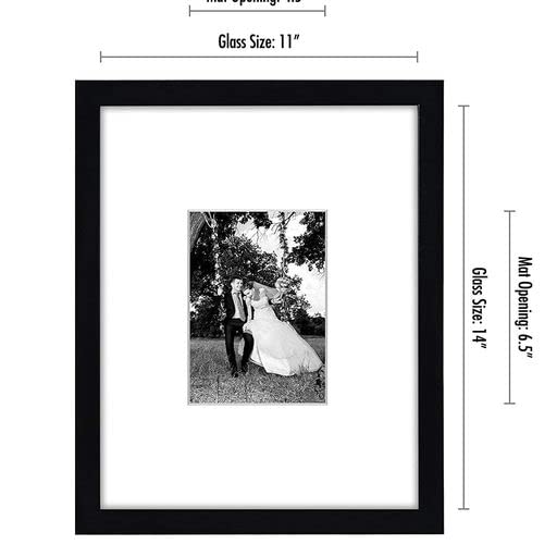 Americanflat 11x14 Picture Frame in Black - Use as 5x7 Frame with Mat or 11x14 Frame Without Mat & 8x10 Picture Frame in Black - Displays 5x7 with Mat and 8x10 Without Mat - Engineered