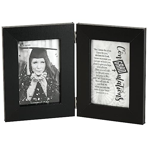 Dicksons For I Know The Plans Graduation Tabletop Decorative Black 12 x 7.9 MDF Hinged Double Photo Frame