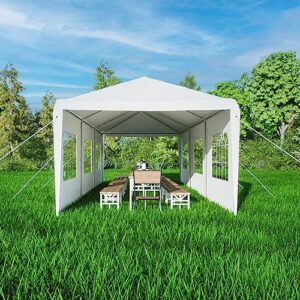 KELRIA 10'x30' Outdoor Canopy Tent, Outdoor Party Tent Wedding Birthday Tents with 8 Removable Sidewalls, Gazebo w/Transparent Windows Outside Gazebo Event Tent for Garden Patio and Backyard, White