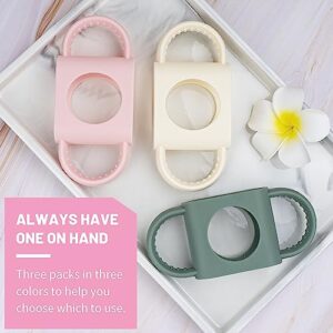 3 Pack Bottle Handles Compatible with Dr Brown Wide-Neck Bottles Non-Slip Easy Grip Handles - BPA-Free Food Grade Silicone Dishwasher Safe - Milk White, Green, Pink