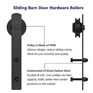 ROOMTEC Sliding Barn Door Hardware Roller Set Black (J Shape Hanger)