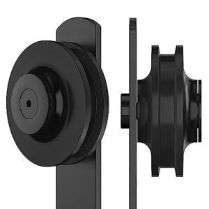 ROOMTEC Sliding Barn Door Hardware Roller Set Black (J Shape Hanger)