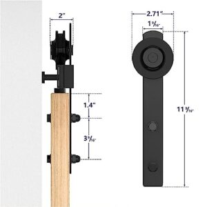 ROOMTEC Sliding Barn Door Hardware Roller Set Black (J Shape Hanger)