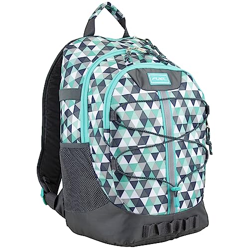 FUEL 18” Unisex Backpack Terra Sport Spacious Dual Compartment w/Laptop Sleeve and Bungee for Travel, College, Work - Blue Diamond Crystal