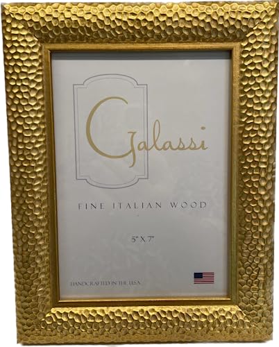 F. G. Galassi Handcrafted Fine Italian Wood Photo Picture Frame Hammered Gold Tone - 5 x 7-55957