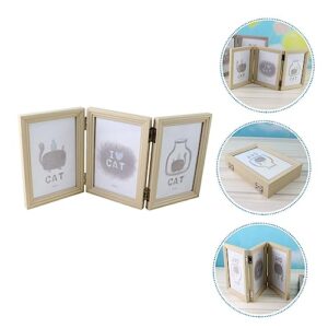 ARTIBETTER Picture Collage 1pc Triple Folding Photo Frame Wooden Pictures Glass Picture Photo Wall Collage Wood Hinged Photo Frame Photo Picture Frame Wooden Three Picture Frame Office